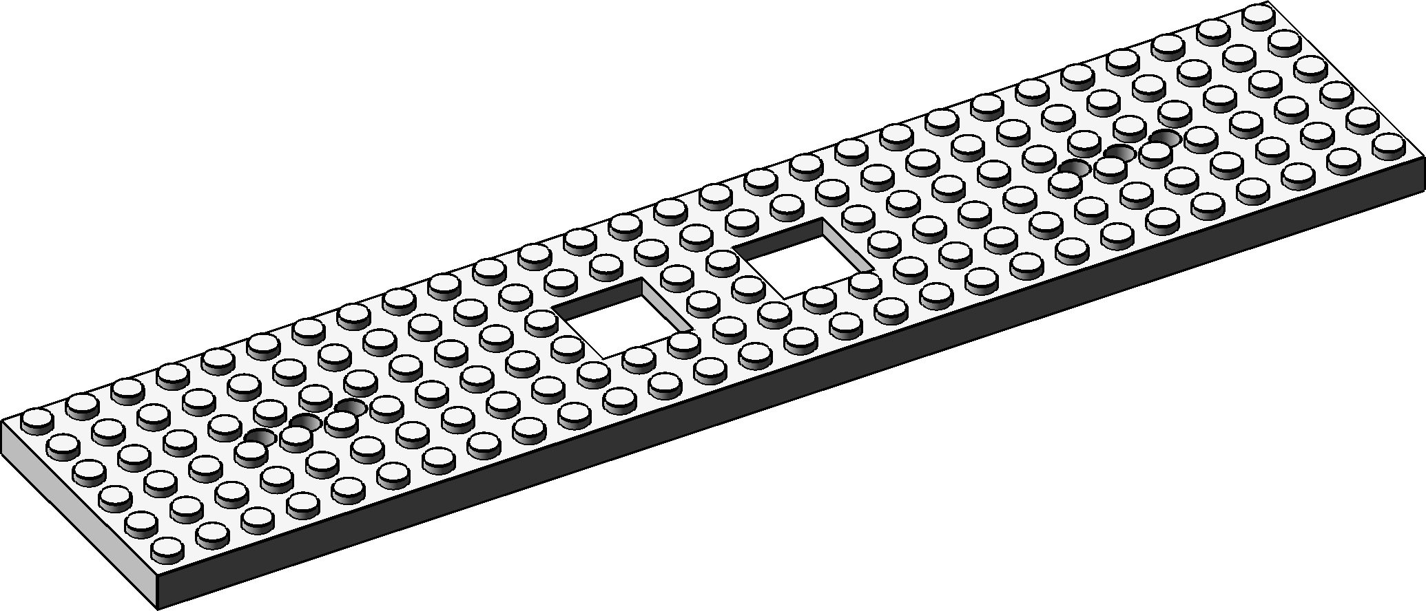 92339 - Vehicle Base, Train 6 x 28 with Two 2 x 2 Openings and 3 Round ...