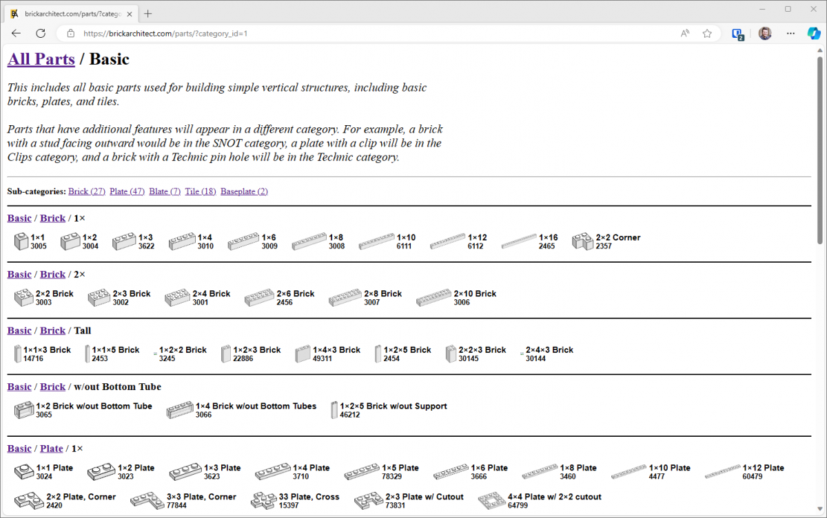 LEGO Parts Guide - About & Version History - BRICK ARCHITECT
